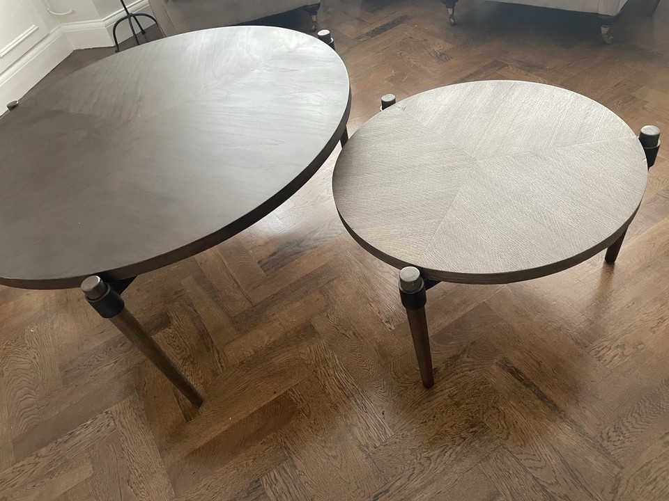 OKA, Set of Two Garasu Nested Coffee Tables - Aged Bark, Coffee Tables ...