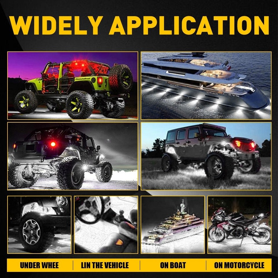 36LED RGB Interior/Chassis Lighting Red/White/Blue Waterproof IP68 Auto ...