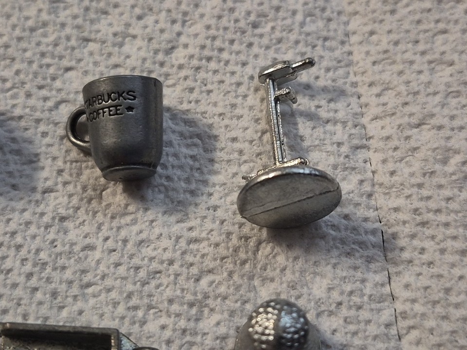 Starbucks Coffee Cup Mug Monopoly Here & Now Pewter Game, Pieces Lot Of ...