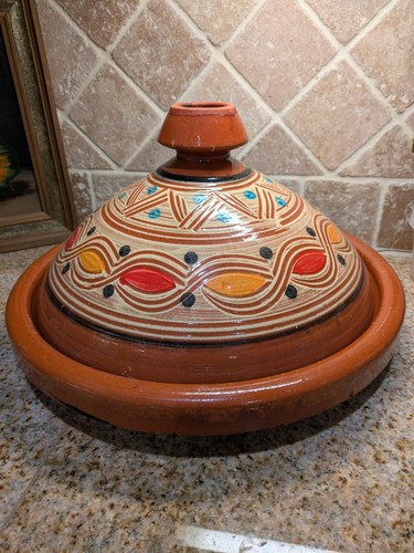 Moroccan Clay Tagine Pot 11" Glazed Earthenware Lid – Vintage Decor | eBay