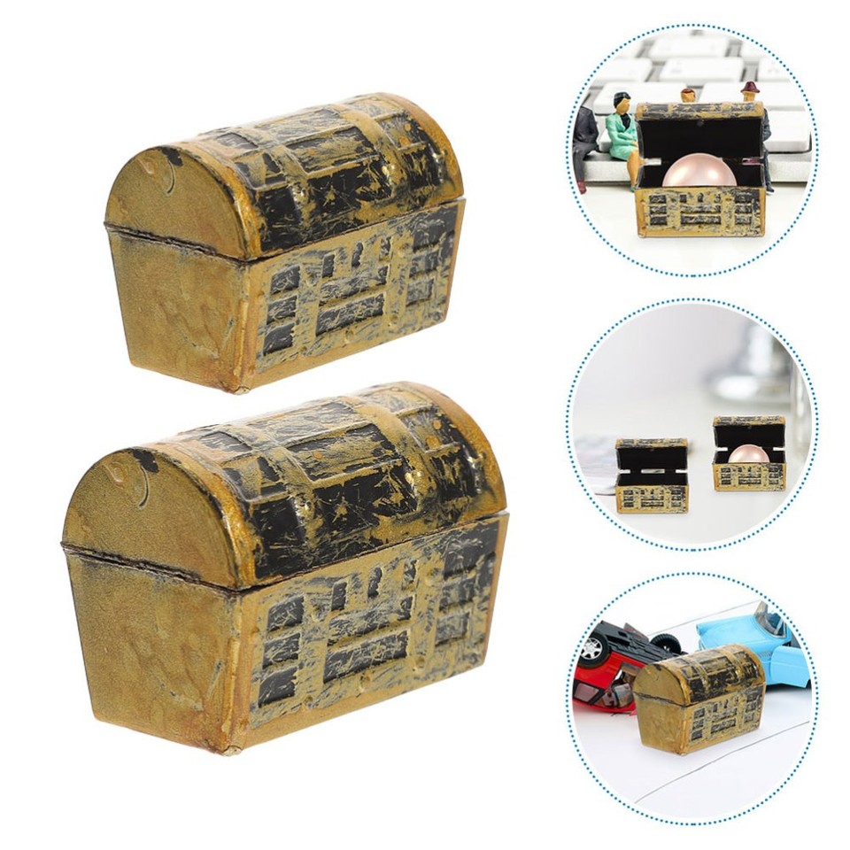 6 Pcs Mini Toy Chest Treasure Prop Pirate Miniature Vintage Models ...