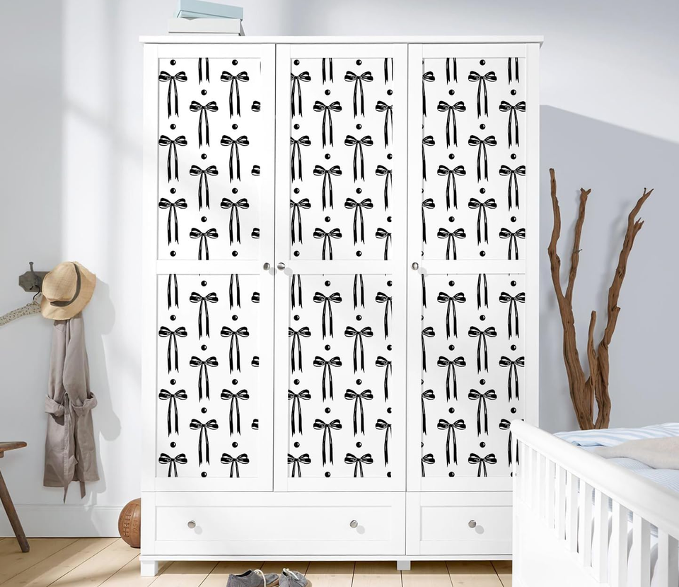 Black Wallpaper Self Adhesive Modern Bow Ties Wallpaper Removable For ...