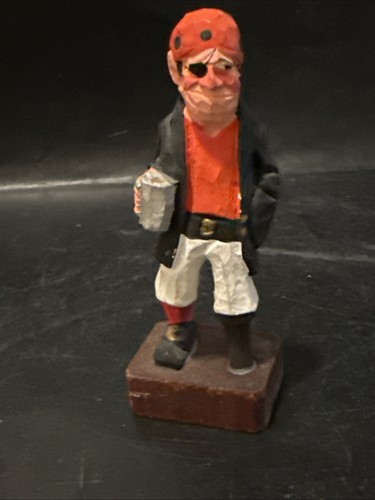 Vintage Wooden Carved 4” Tall Figurine Peg Leg Pirate Sailor Mariner ...