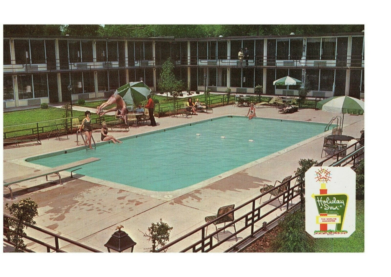 Holiday Inn Nashville TN Pool Scene Postcard Diving Board Jackknife ...