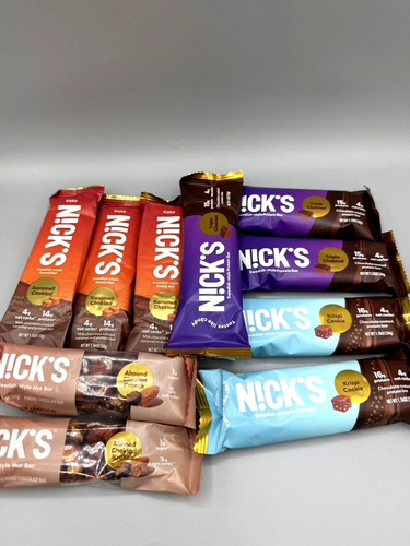 55 ASSORTED FLAVOR KETO Nick's Swedish Style Snack Bars 4gNet Carbs 14g ...