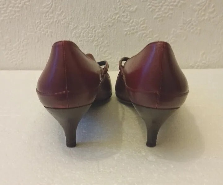 Jones the Bootmaker Ladies Leather Court Shoes Point Toe Burgundy Size ...