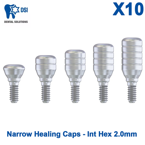 10x DSI Dental Fixture Slim Narrow Healing Caps Adapter Head Int Hex 2. ...