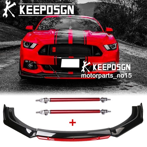 For Ford Mustang S550 2015-2021 Red Front Bumper Lip Splitter Spoiler ...