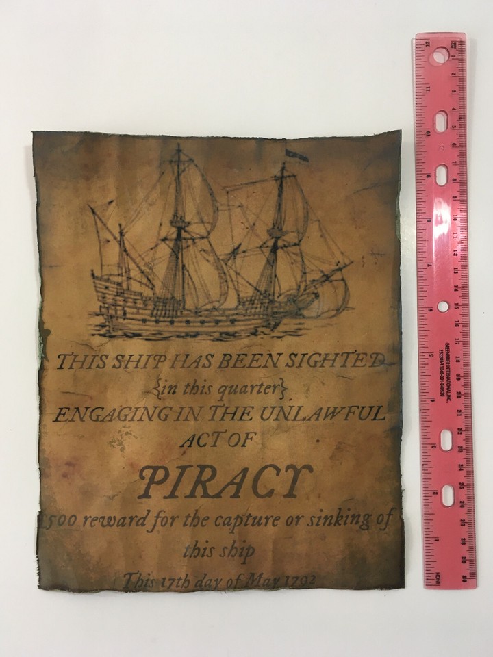 Pirate Ship Wanted Poster Print Old Vintage Replica Pirates Treasure ...