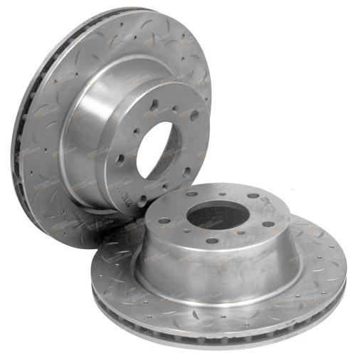 2 Front Dimpled+Slotted Disc Brake Rotors V6 V8 for Holden Commodore VR ...