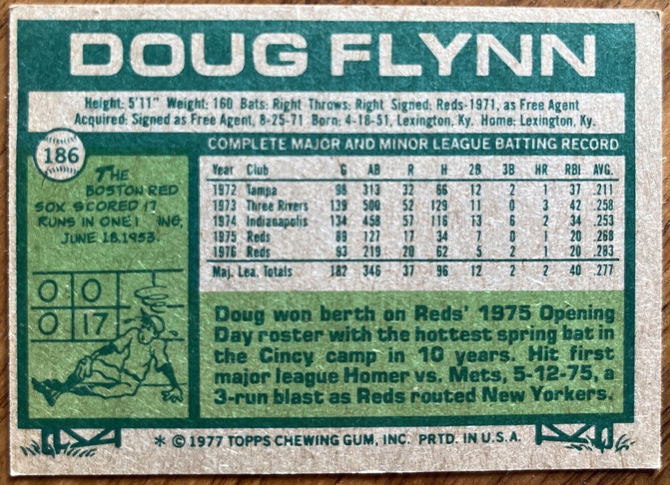 1977 Topps - #186 Doug Flynn-Near Mint | eBay