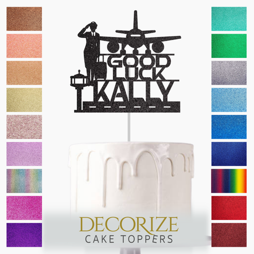 Personalised Good Luck Airhostess Aeroplane Cabin Crew theme glitter ...