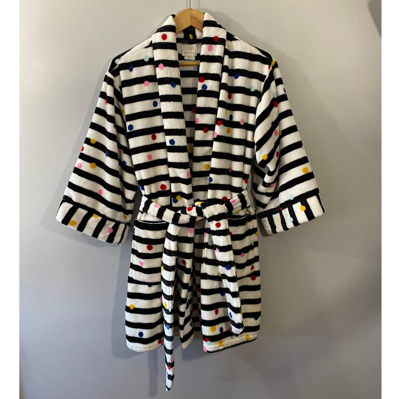 Kate Spade Striped Polka Dot Chenille Robe Size Medium - Gem
