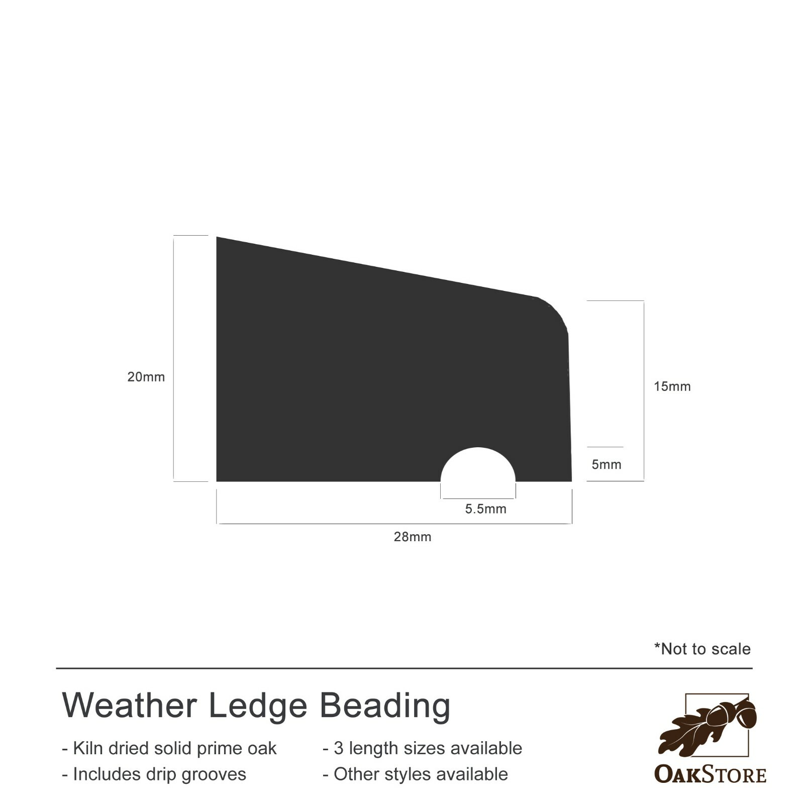 Oak Weather Strip 0.9m With Window Drip Groove 20x28mm | eBay