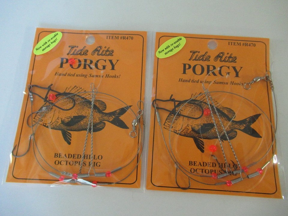 PORGY RIGS SCUP BEADED HI-LO OCTOPUS HOOK RIG TIDE RITE SALTWATER ...