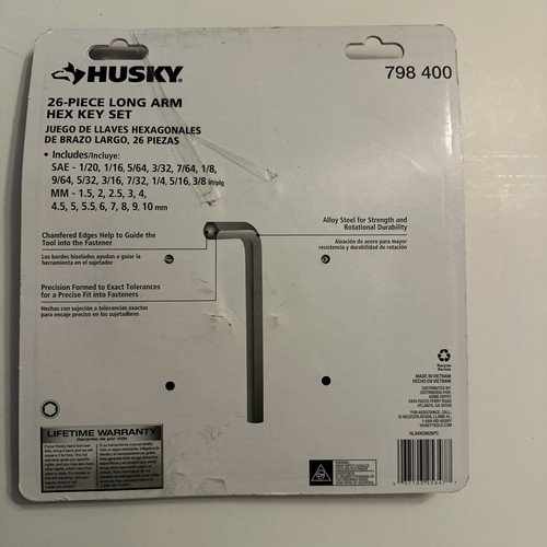 Husky 26-Piece SAE & Metric Long Arm Hex Key Set - Allen Wrench Tool ...