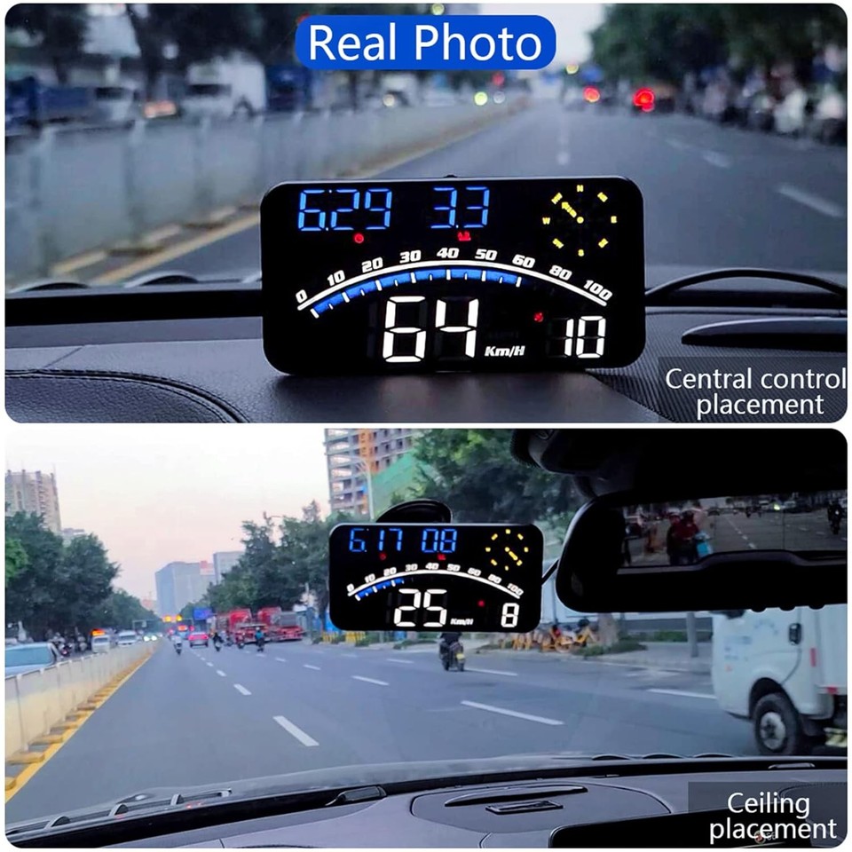Universal Digital Speedometer GPS Car HUD Head Up Display MPH Overspeed ...