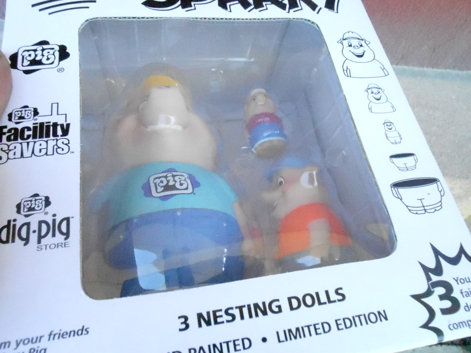 2003 NRFB 3 Stackable Sparky Pig Nesting Dolls Limited Edition Hand ...