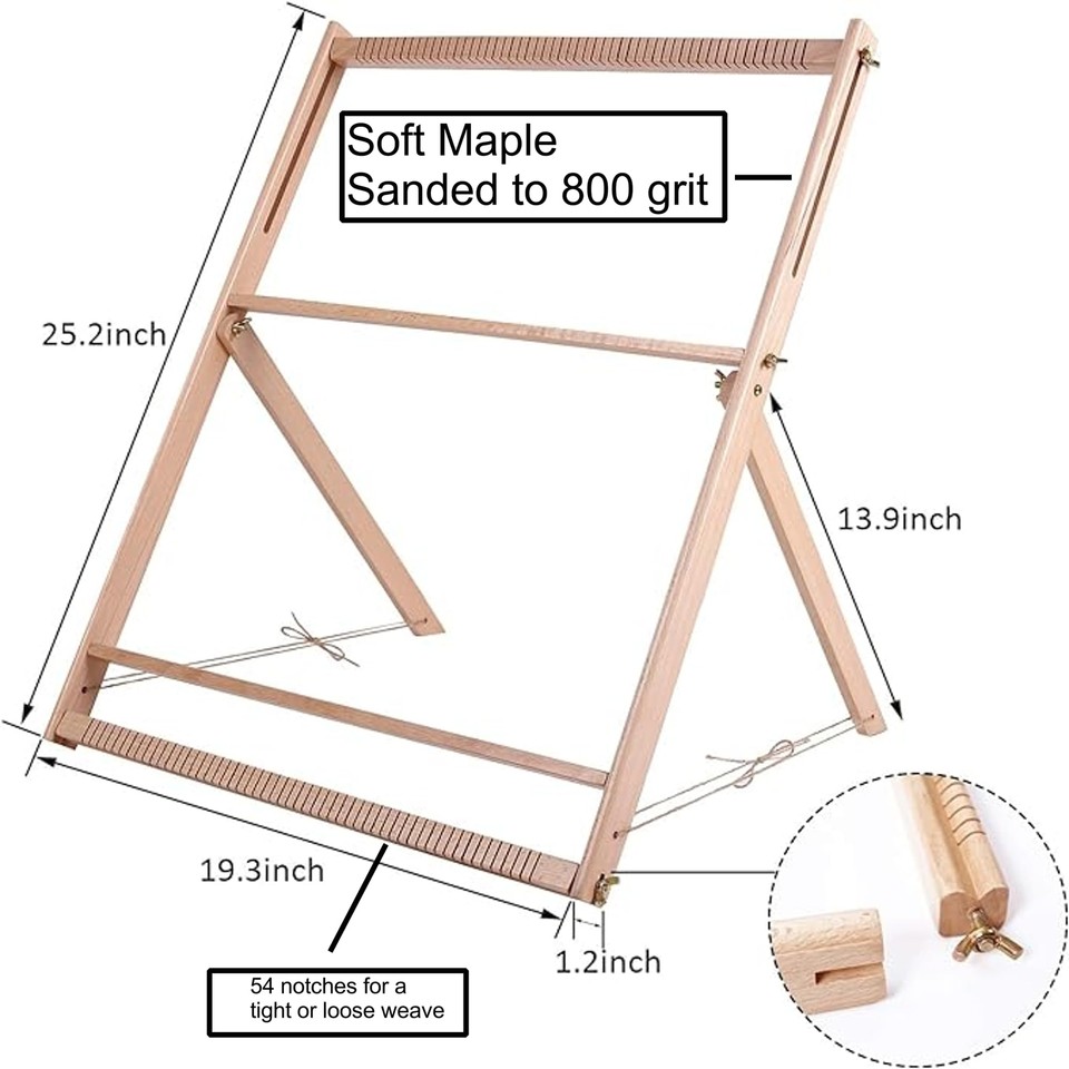 Fireside Crafts Solid Wood Table-top Weaving Loom 25.2" H x 19.3" W ...