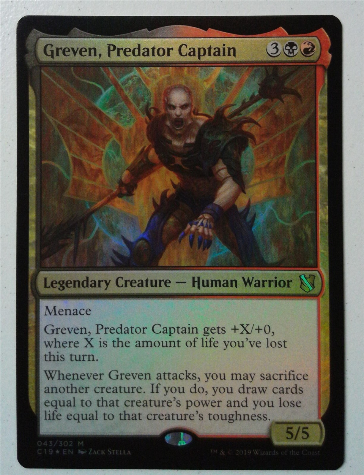 Greven, Predator Captain *FOIL Mythic Rare* Magic MtG x1 Commander 2019 ...