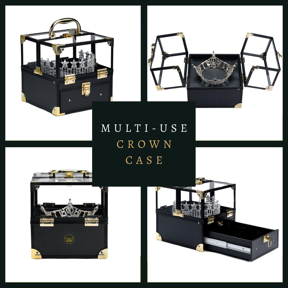 Pageant Crown Box Display, Tiara and Sash Holder, Carrying Travel Case ...