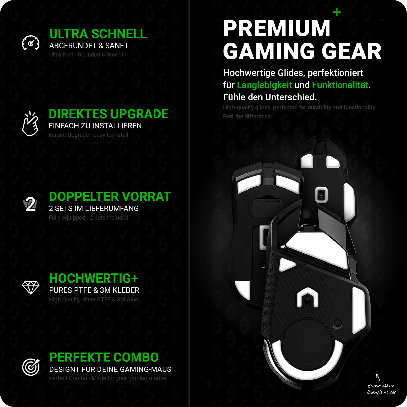 DPS Glides 2er Set für Logitech G502 X Plus, Lightspeed Ersatz-Mausfüße ...