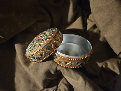 Jeweled Gold/Bronze Vintage Pill Box | eBay