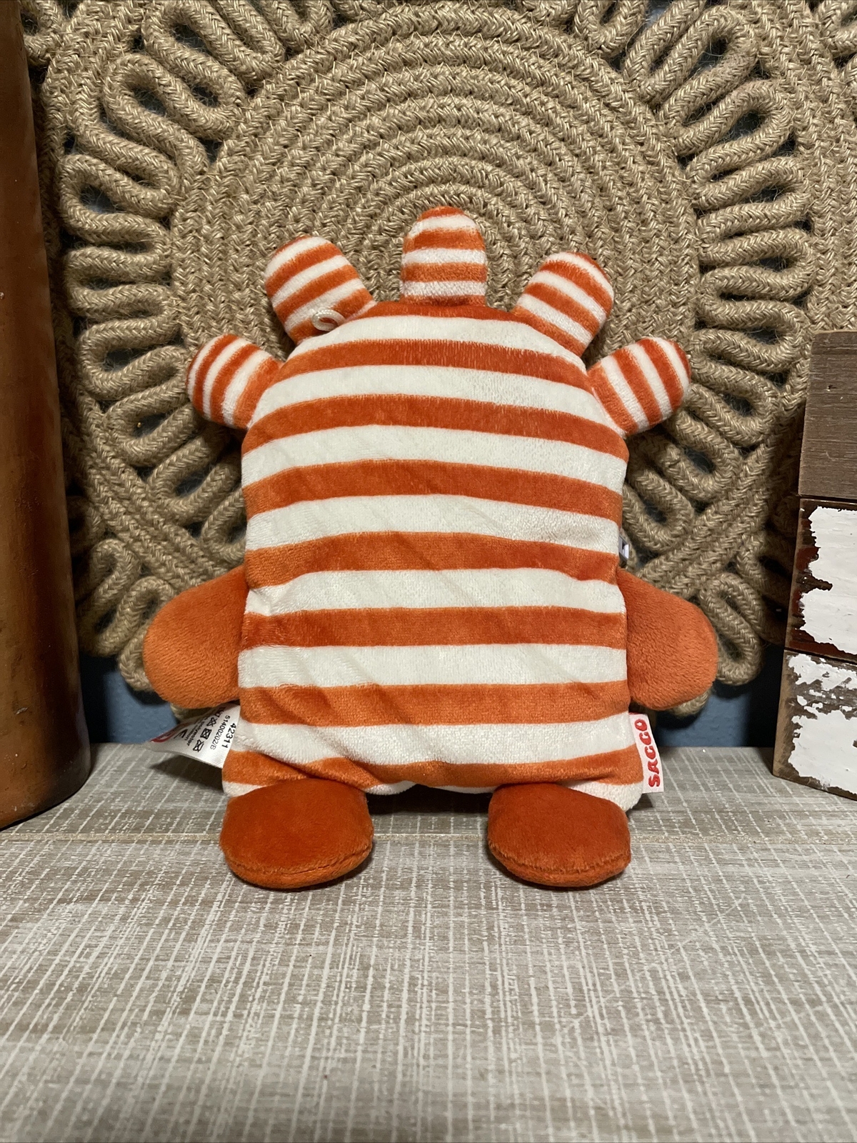 Worry Eaters Plush Doll Saggo Zipper Mouth - 9” Tall - Orange White ...