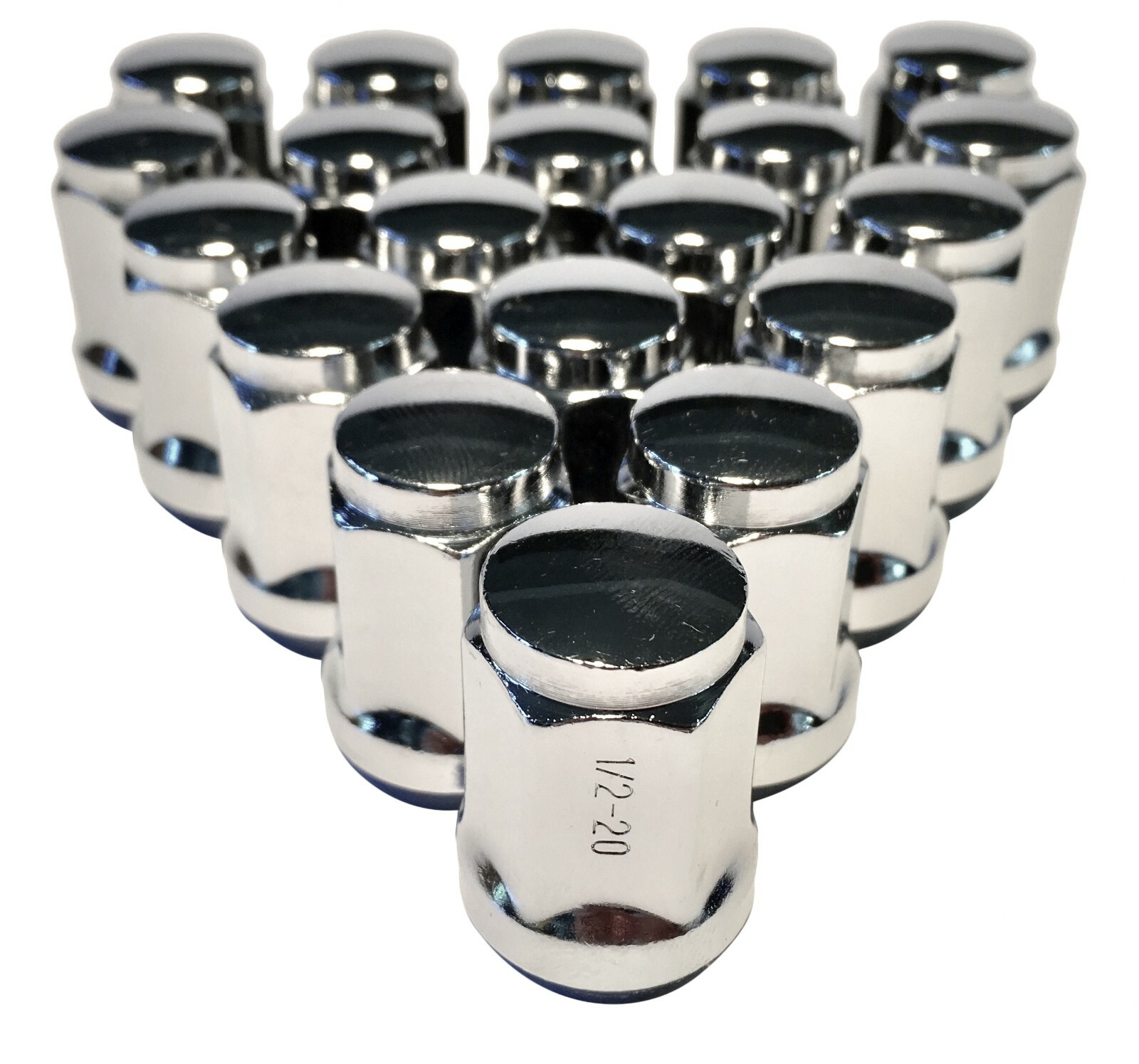 Set Of 20 1 2 Lug Nuts Chrome Acorn Bulge Wheel Nut Closed End Lugnuts