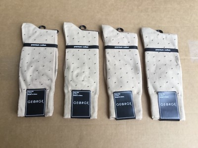 NWT Men’s George Dress Socks 4 Pair Tan w/ Black Dots Size Large | eBay