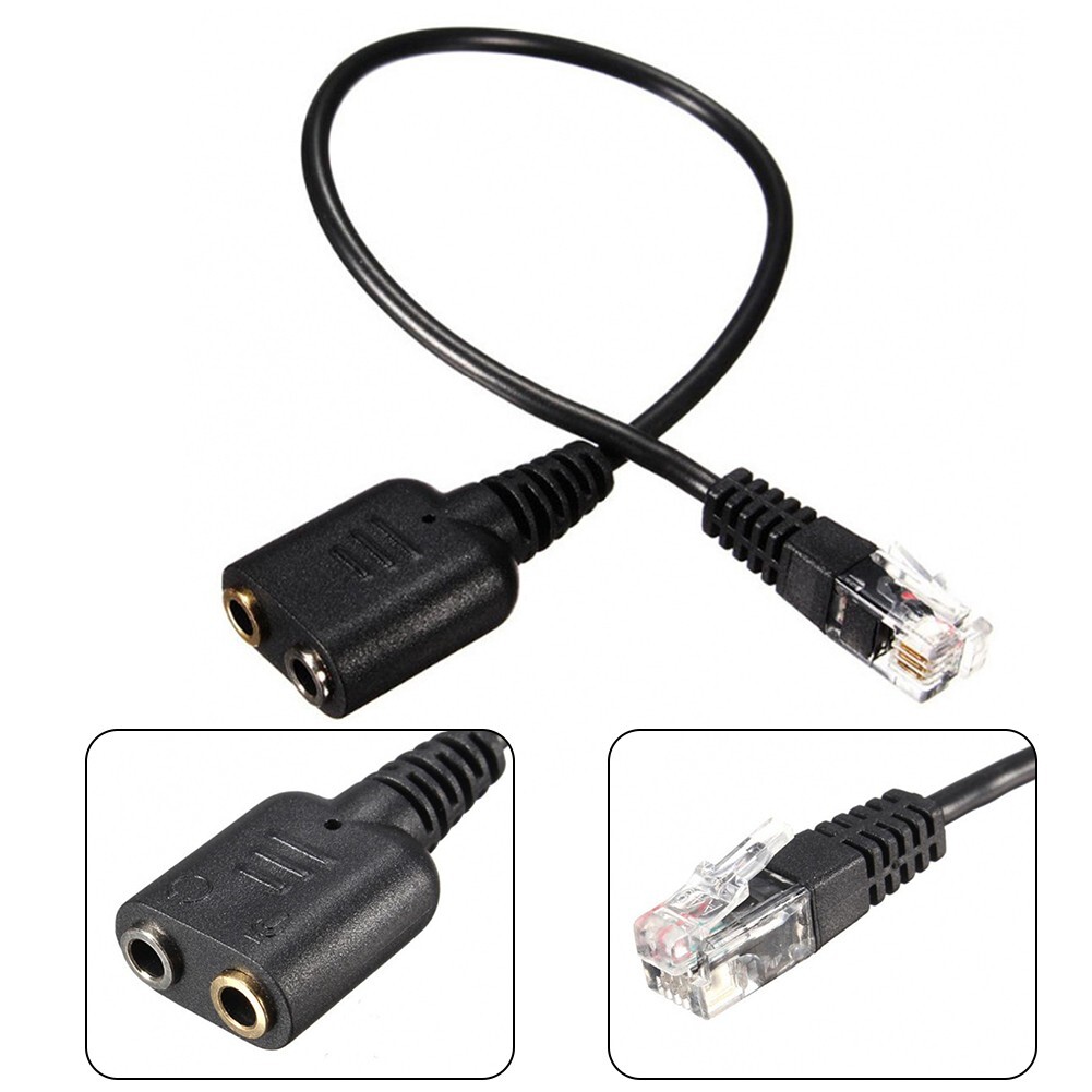 Dual 35mm Audio Cable Adapter Converter with RJ9 RJ10 Connector for ...