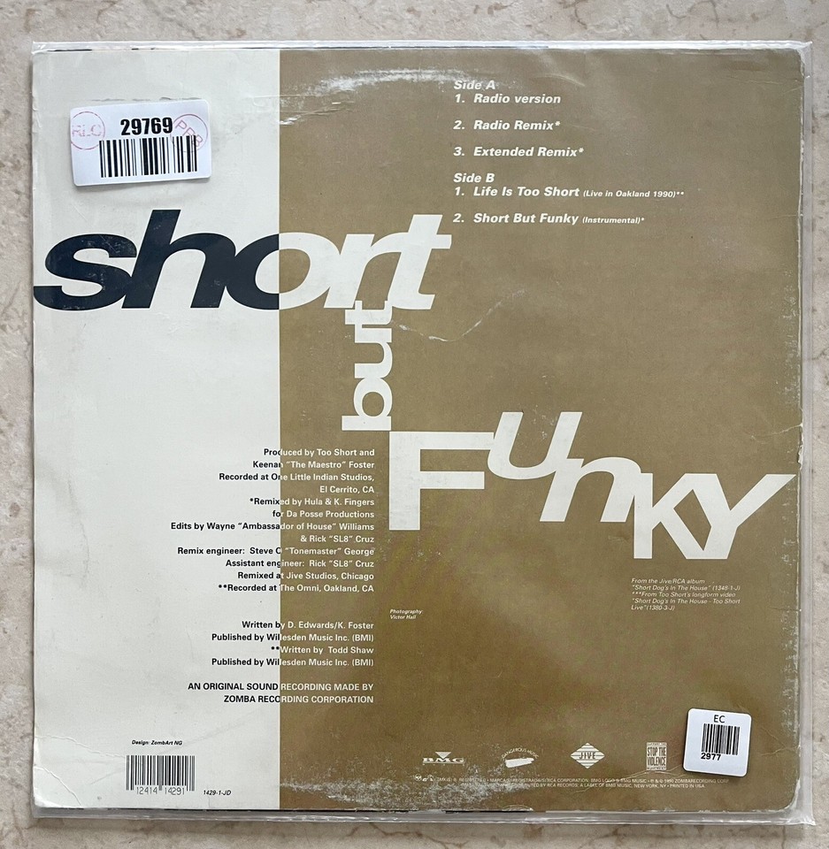 TOO SHORT AUTOGRAPHED VINYL RECORD COVER SHORT BUT FUNKY AUTHENTIC🔥 ...