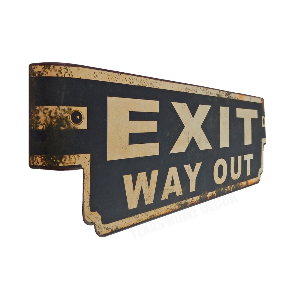 Exit Way Out Curved Metal Wall Decor Sign Vintage Style Movie Theatre ...