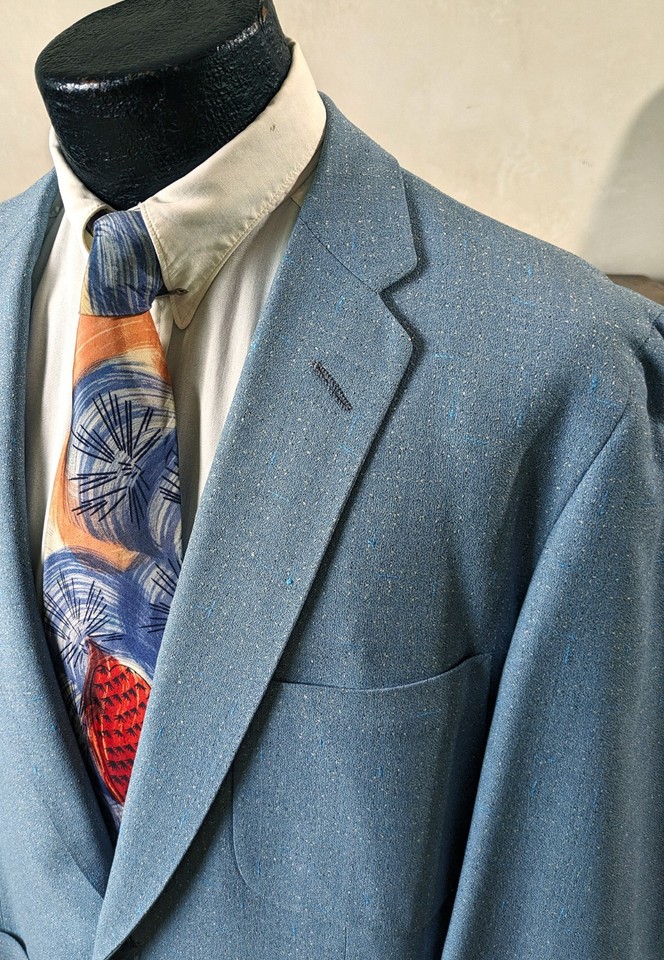 VTG 50s Blue Atomic Fleck Hollywood Sport Coat Jacket Rockabilly VLV | eBay