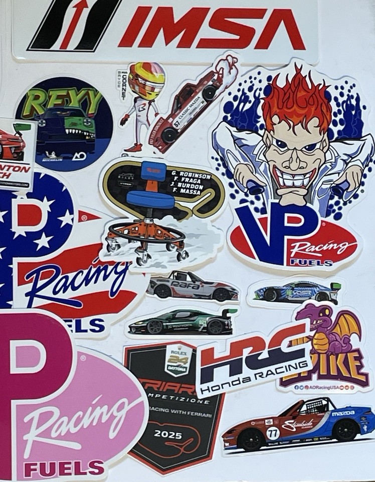Lot 20+ Stickers IMSA Rolex Daytona Mazda VP Racing Rexy Magnus Porsche ...