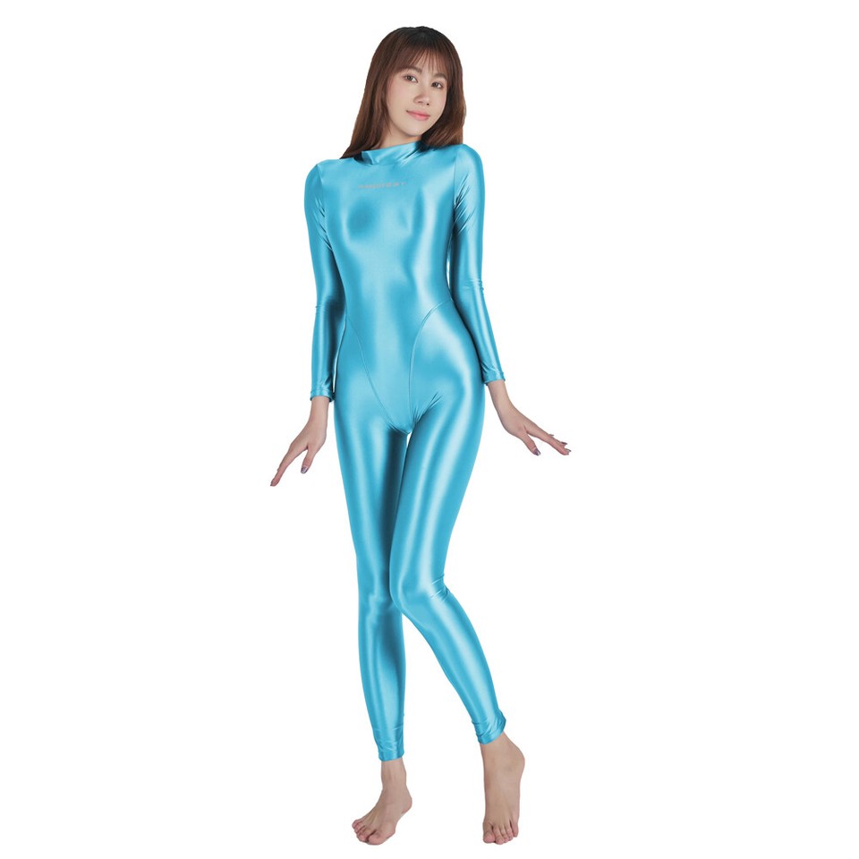 AMORESY Women Shiny Jumpsuits Bodysuit Catsuit Legging Yoga Zentai ...