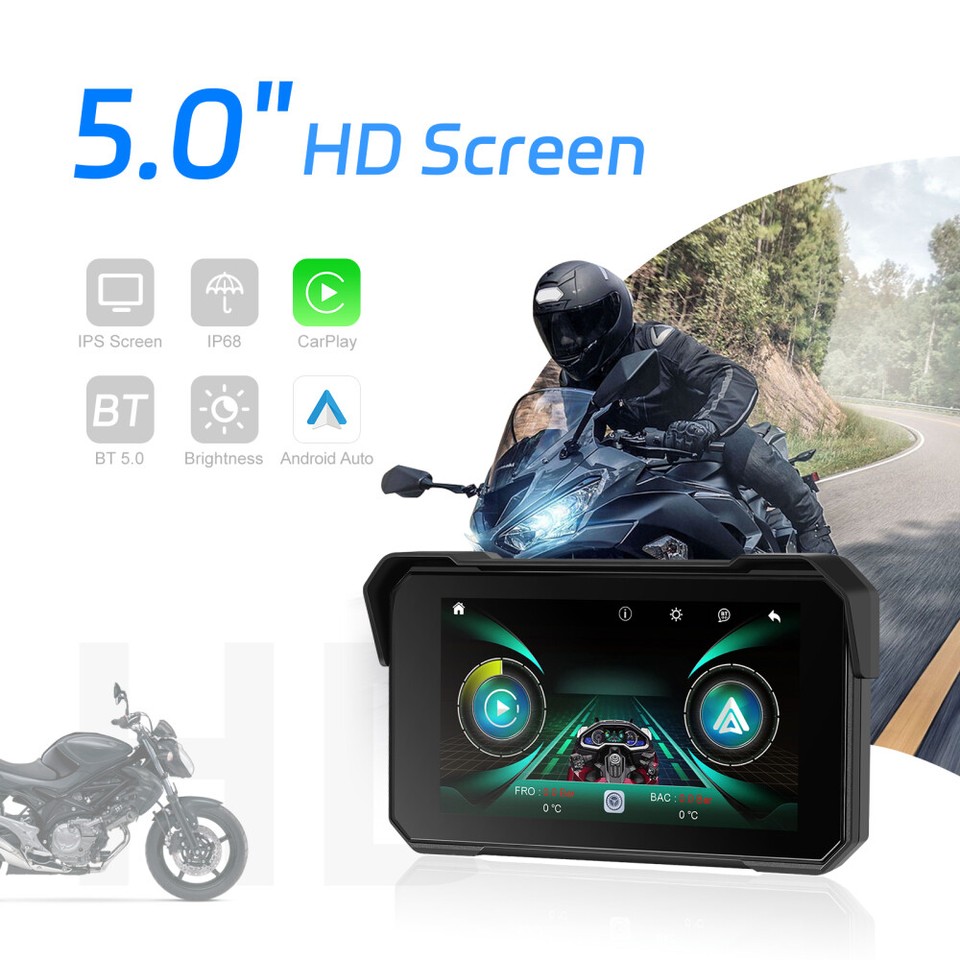 5'' Wireless Portable Carplay/Android Auto Motorcycle GPS Waterproof ...