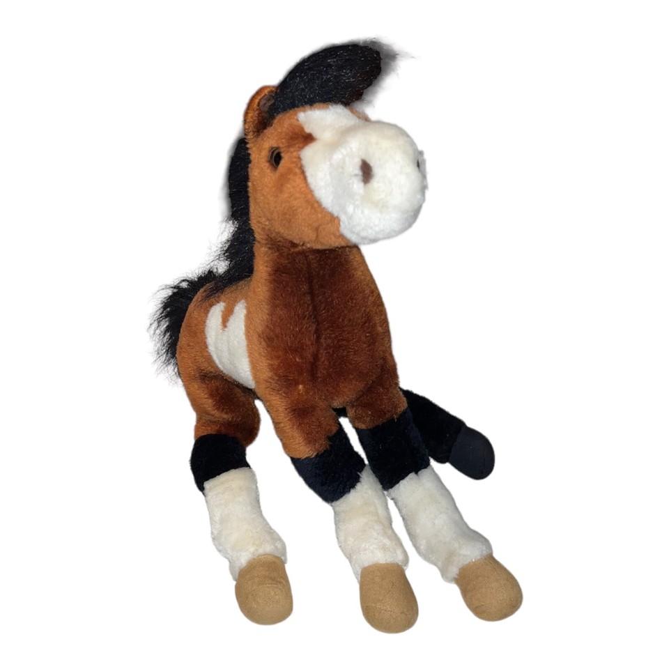 BREYER BEAU HORSE Pony DOLL BROWN WHITE FUZZY FLOPPY SOFT PLUSH BEAN ...