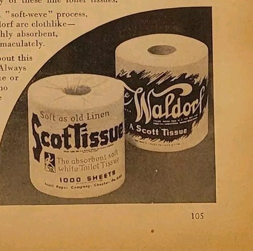 Scot Toilet Tissue Waldorf A Scot Tissue Feel How Soft It Is Vtg Print ...