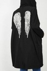 Ladies Sequin Angel Wings Back Over-sized Hoodie Womens Jacket Coat ...