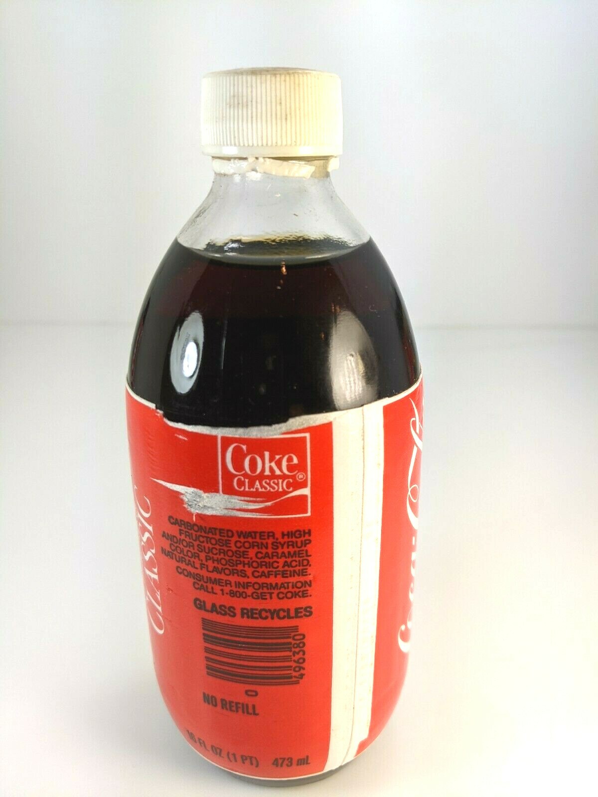 Vintage Foam Label Coca Cola Classic Original Formula Pint Glass Bottle ...