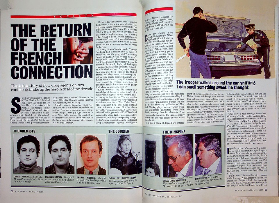 Newsweek Magazine April 13 1987 Drug Agents Heroin Deal Busted French ...