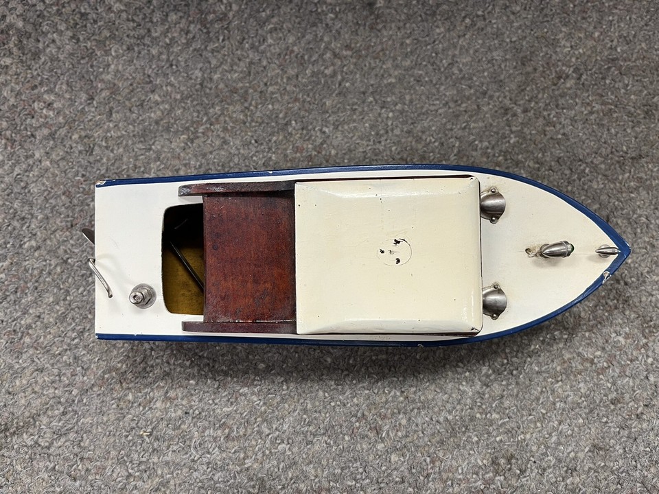* VINTAGE MHM JAPAN WOODEN SCALE MODEL BOAT WITH WORKING LIGHT AND ...