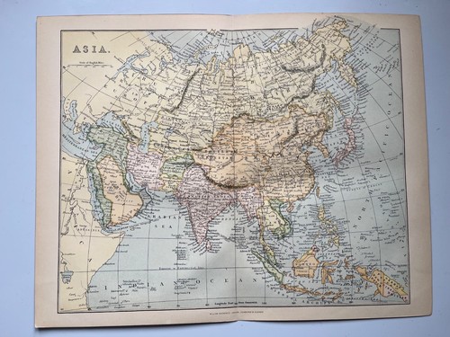 Antique map of Asia c 1890 British India Chinese Empire | eBay