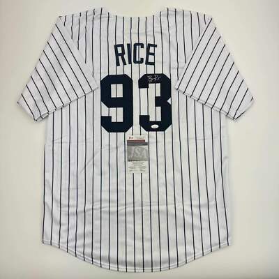 Autographed/Signed Ben Rice New York Pinstripe Baseball Jersey JSA COA ...