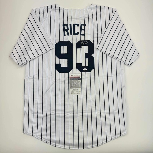 Autographed/Signed Ben Rice New York Pinstripe Baseball Jersey JSA COA ...