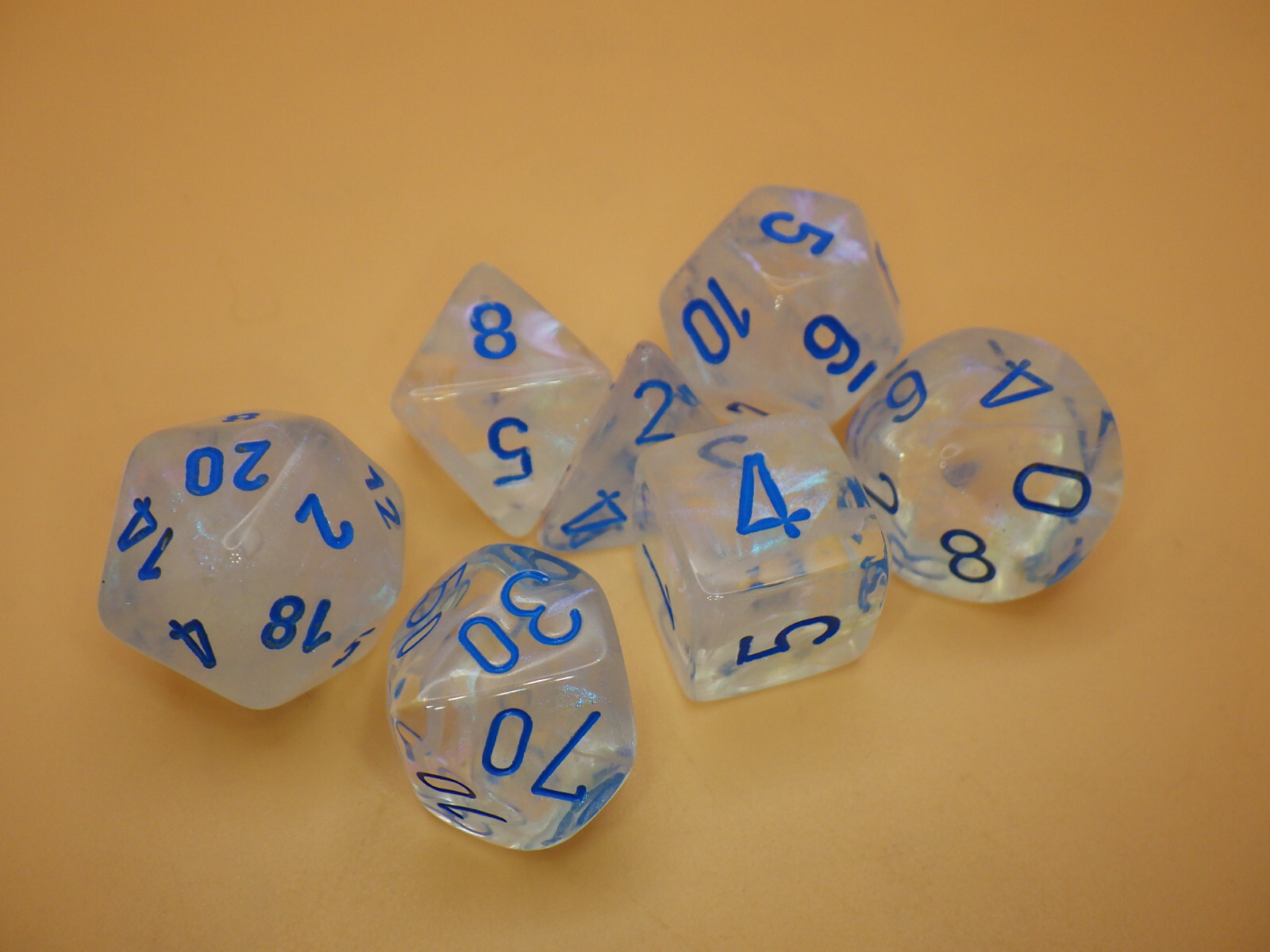 16mm 7 Die Polyhedral Dice Set - Chessex Borealis Luminary Icicle Light ...
