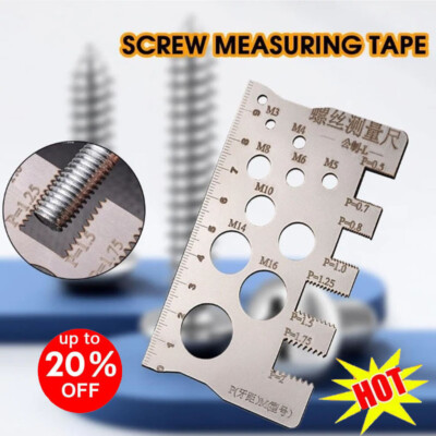 Screw Thread Pitch Gauge Ruler Bolt Size Gauge for Measuring Bolt Nut ...