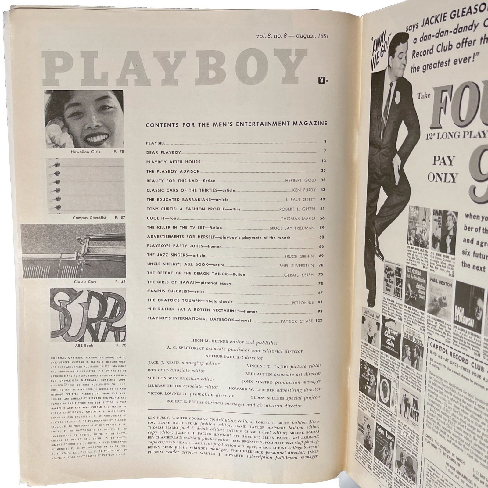 Playboy Magazine August 1961 Shel Silverstein Uncle Shelby's ABZ ...