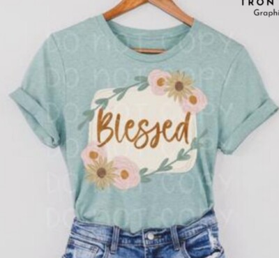 Blessed T- Shirt 2XL Bella And Canvas Tee Faith Prayer Amen Flowers ...